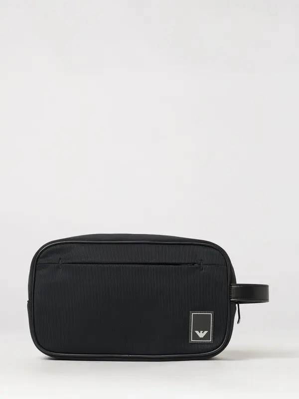 Emporio Armani Travel Beauty Case In Technical Fabric With Contrast Logo - Navy