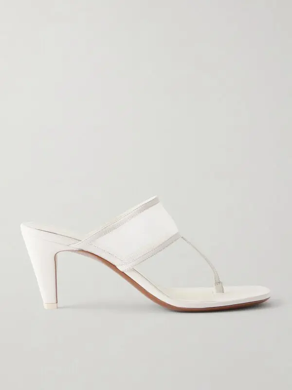 NEOUS Vena 65 Leather-trimmed Mesh Sandals - Cream