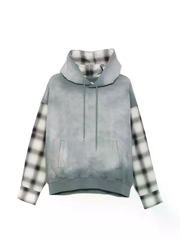 FENG CHEN WANG Check-pattern-sleeve Hoodie
