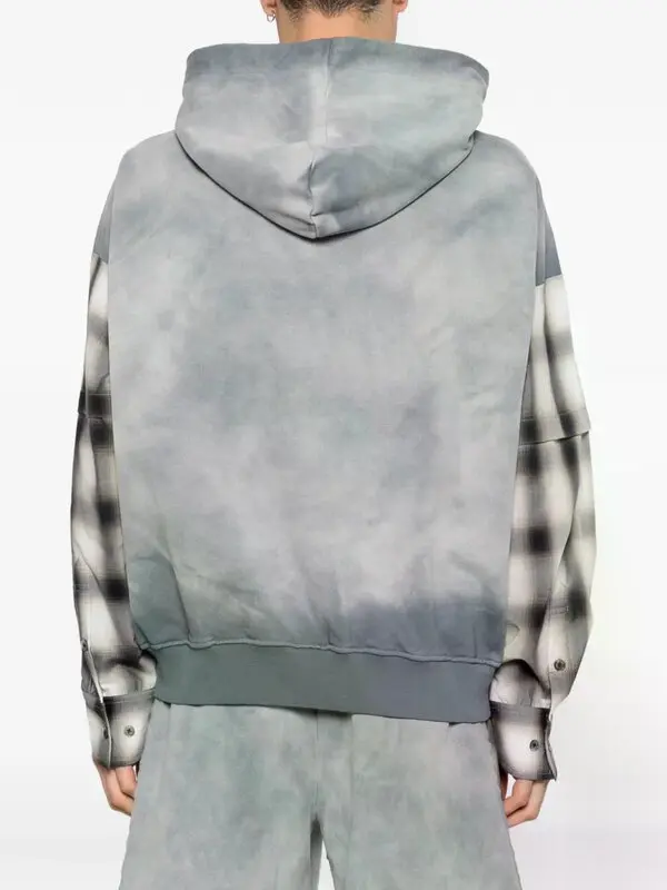 FENG CHEN WANG Check-pattern-sleeve Hoodie