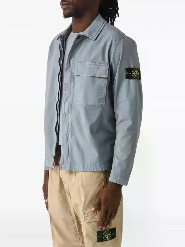 Stone Island Logo Patch Shirt Jacket - Blue