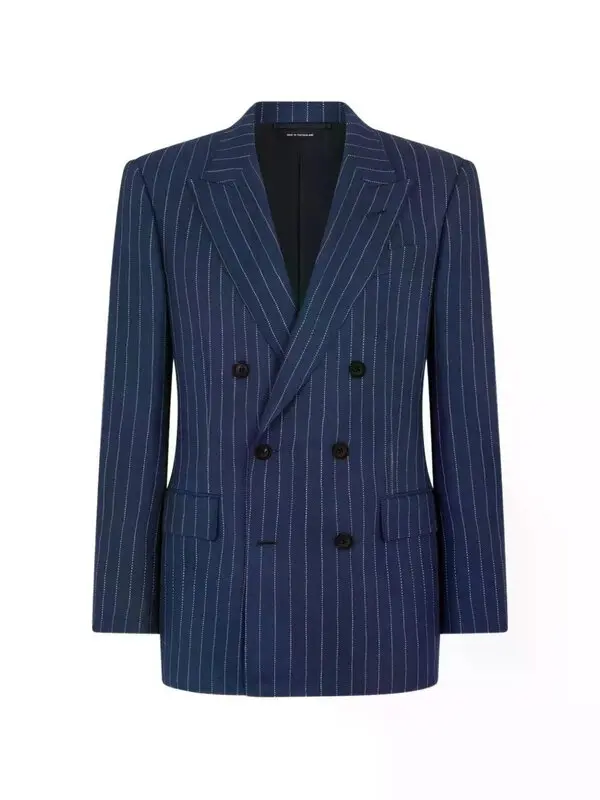 TOM FORD Pinstripe Double-breasted Jacket - Blue