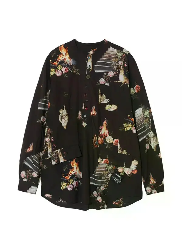 Undercover Floral Print Shirt - Black