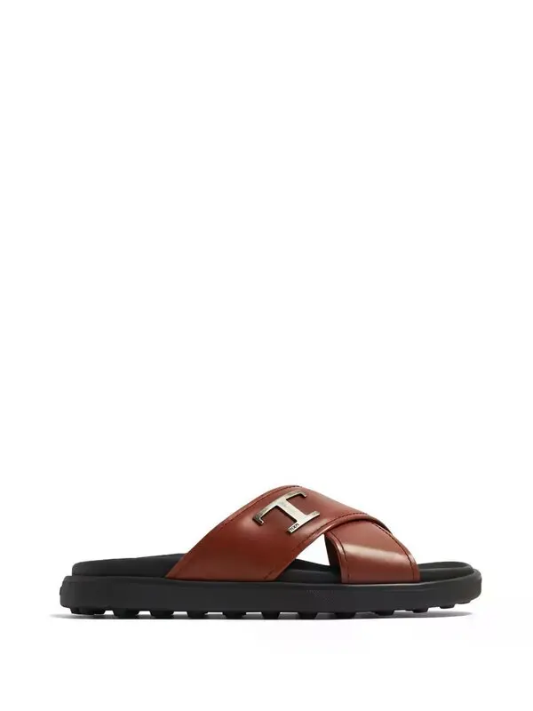 TOD'S Leather Crisscross Sandals - Red