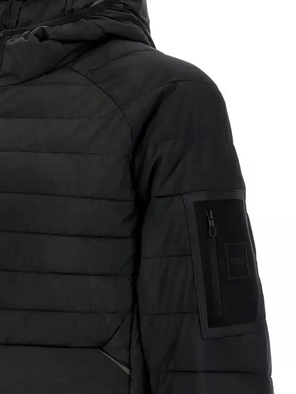 BOSS Quilted Hooded Down Jacket - Black