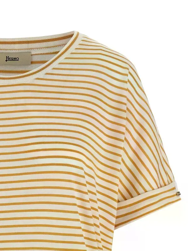 Herno Striped Cuffed-sleeves T-shirt - Neutrals