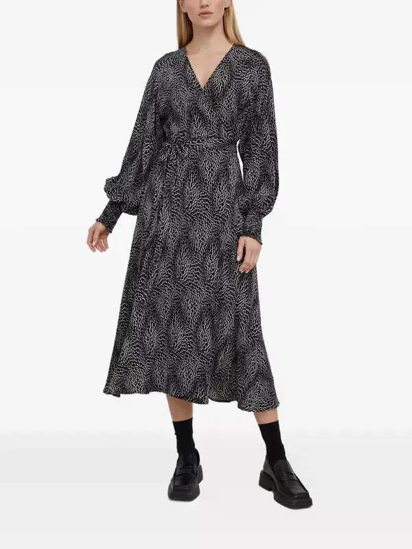 GESTUZ Patterned V-neck Midi Dress