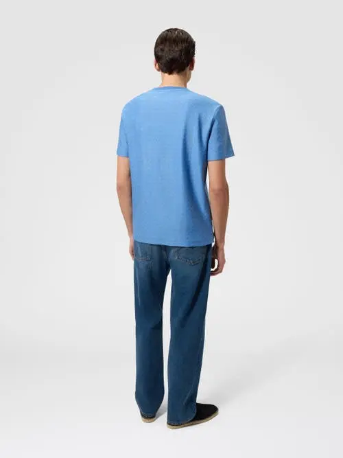 UM Crew-neck Cotton Jacquard T-shirt With Tone-on-tone Zigzag Design - Light Blue