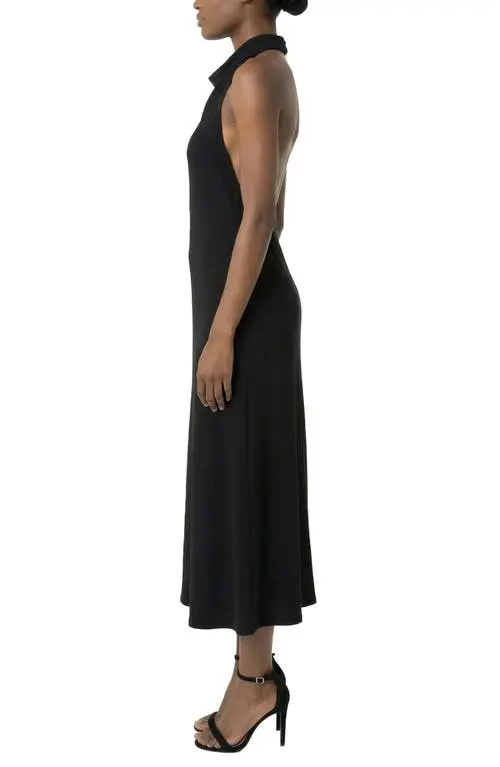 AREA STARS Halter Midi Jersey Dress - Black Garden