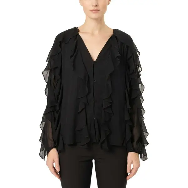 AREA STARS Flyn Ruffle Blouse - Black