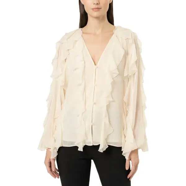 AREA STARS Flyn Ruffle Blouse - Ivory