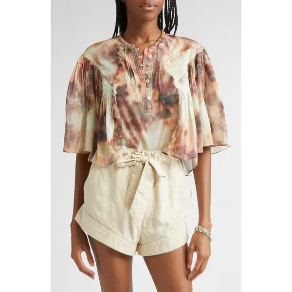 Isabel Marant Veelia Flutter Sleeve Top