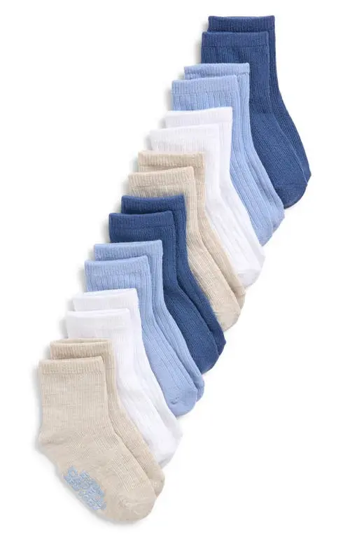 CAPELLI NEW YORK Assorted 8-pack Ribbed Crew Socks - Blue Combo