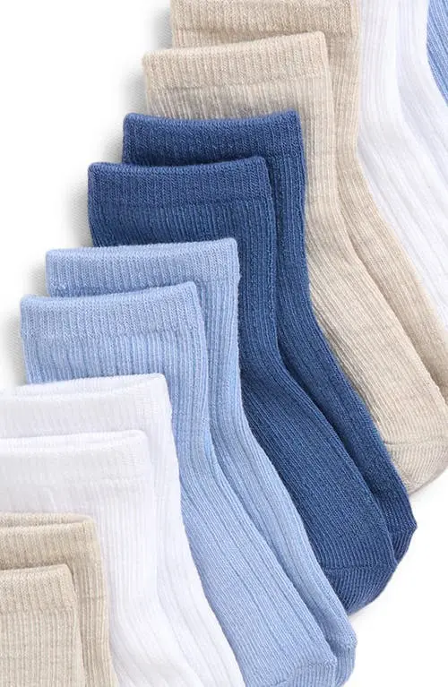 CAPELLI NEW YORK Assorted 8-pack Ribbed Crew Socks - Blue Combo
