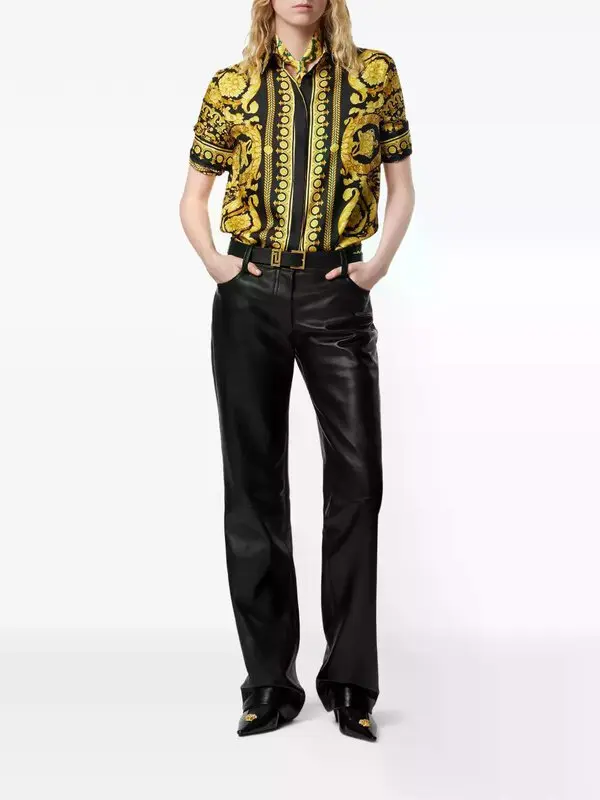 Versace Leather Trousers - Black