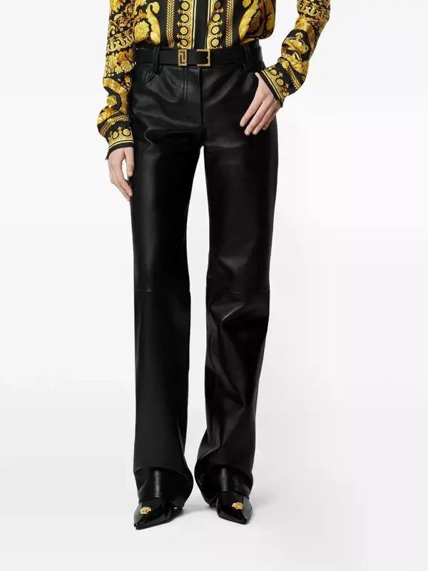 Versace Leather Trousers - Black