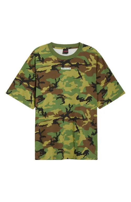 PLEASURES Wordmark Logo Cotton T-shirt - Woodland