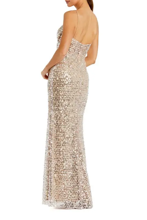 Mac Duggal Embellished Mesh Bustier Gown - Nude