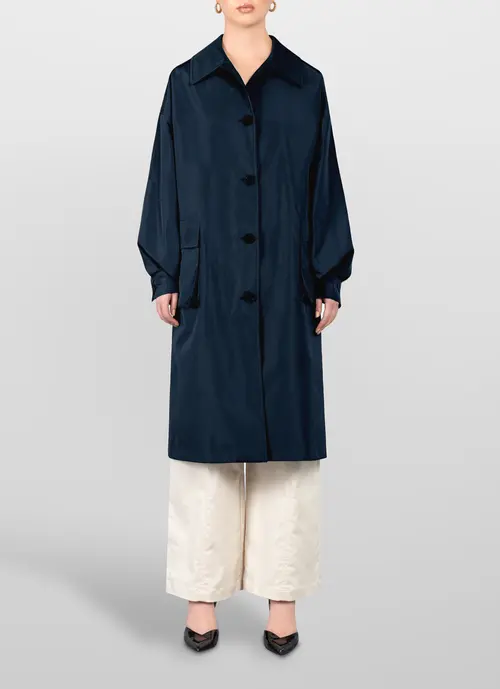LAURA APARICIO Oversized Taffeta Coat - Blue