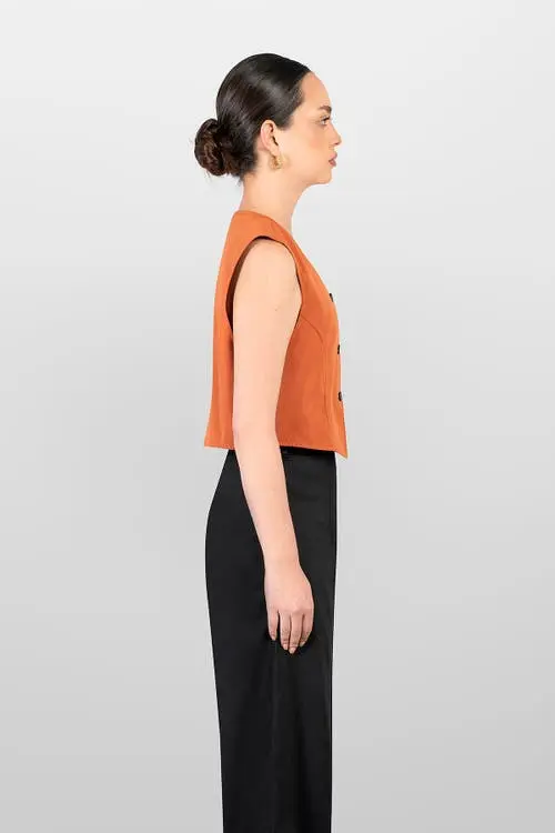 LAURA APARICIO Fitted Waist-length Vest - Orange