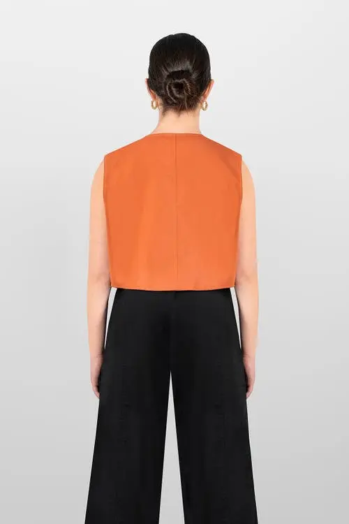 LAURA APARICIO Fitted Waist-length Vest - Orange