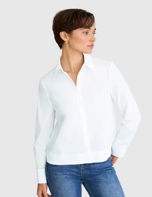 HOBBS LONDON Andie Long Sleeve Button Up Shirt - White