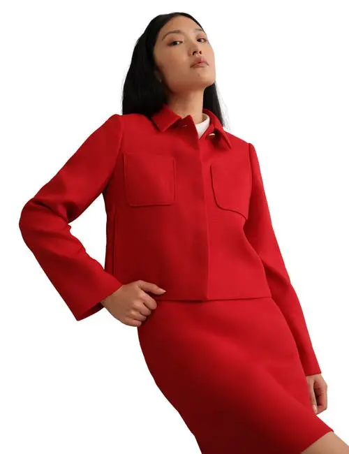 HOBBS LONDON Boxy Collared Jacket - Pepper Red
