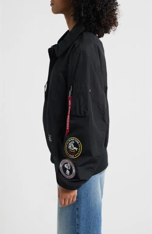 Alpha Industries Patch Detail Relaxed Fit Flight Jacket - Black