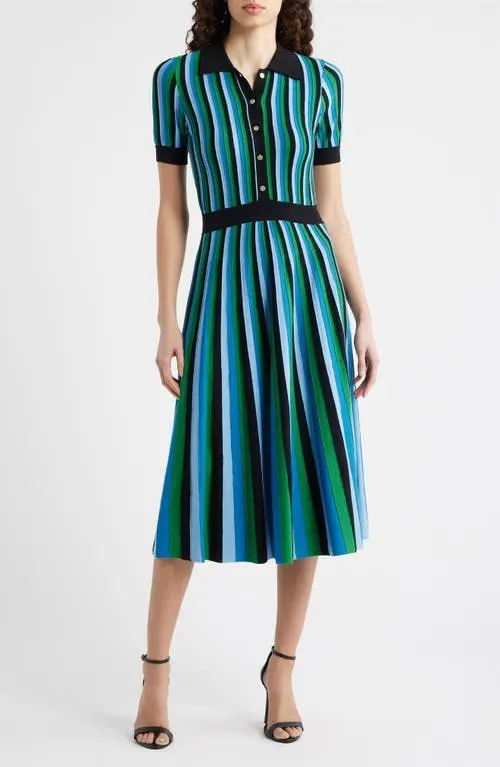 Elie Tahari The Ana Stripe Sweater Dress - Noir/blue