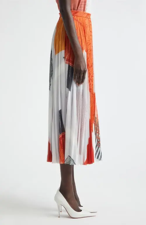 JASON WU Collage Print Pleated Chiffon Midi Skirt
