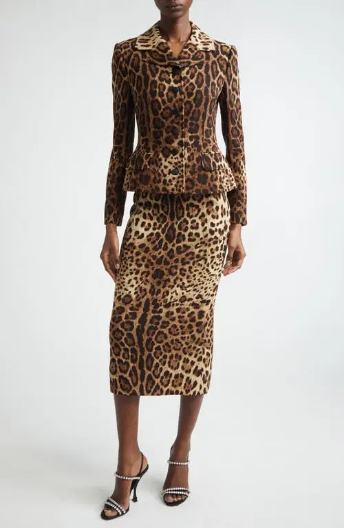 Dolce & Gabbana Leopard Print Wool Crepe Jacket - Leo New