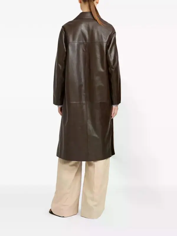 YVES SALOMON Leather Straight Coat