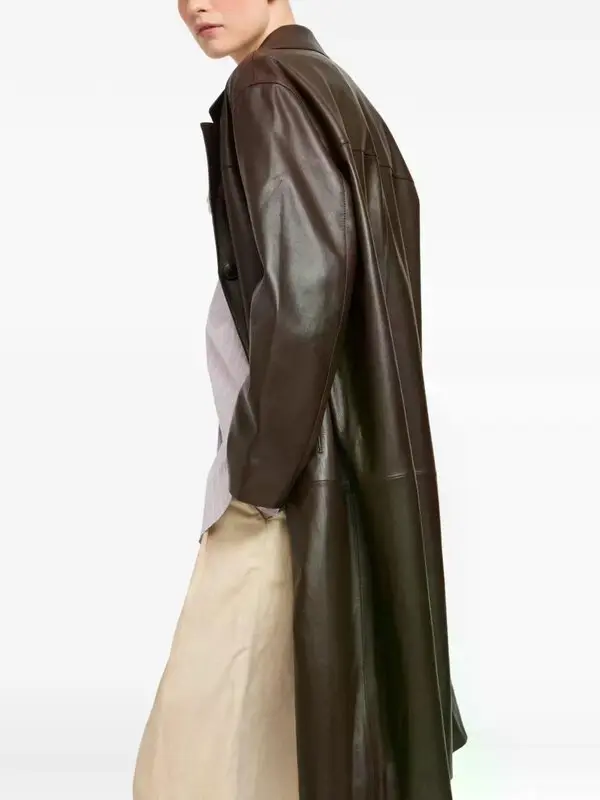 YVES SALOMON Leather Straight Coat