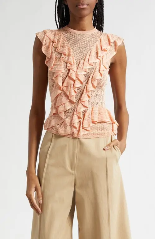 Ulla Johnson Angelica Ruffle Detail Sleeveless Sweater - Peony