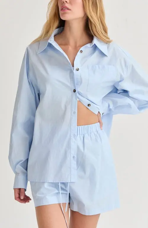 CRESCENT Oversized Poplin Shirt Two Piece Set - Light Blue