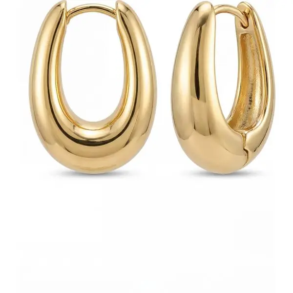 AREA STARS Wide Oval Huggie Earrings - Gold