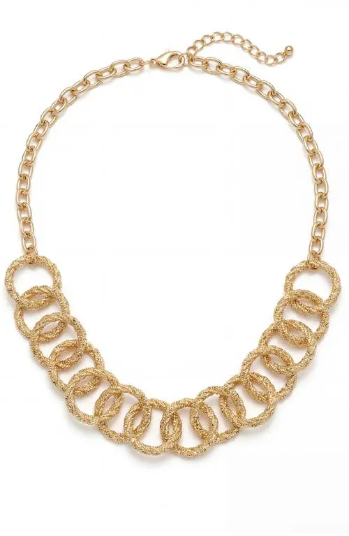 AREA STARS Circular Links Textured Necklace - Geometric/ Gold