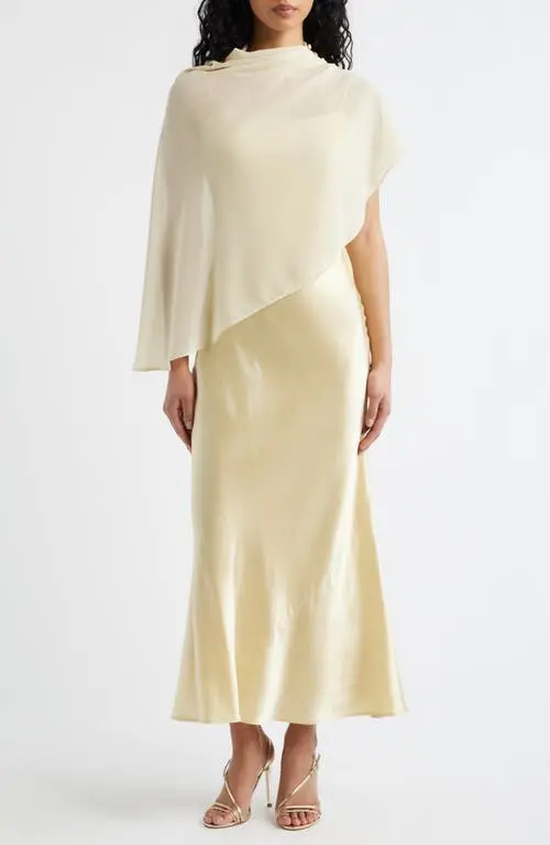 REFORMATION Lilibeth Silk Maxi Dress With Cape - Blonde