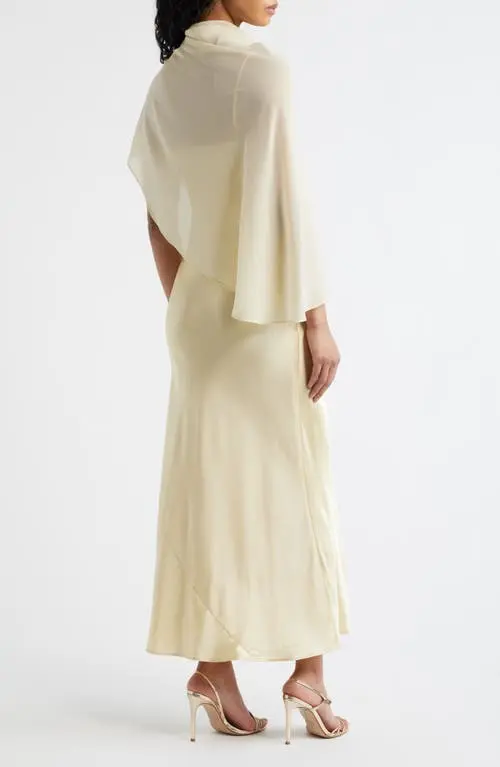 REFORMATION Lilibeth Silk Maxi Dress With Cape - Blonde