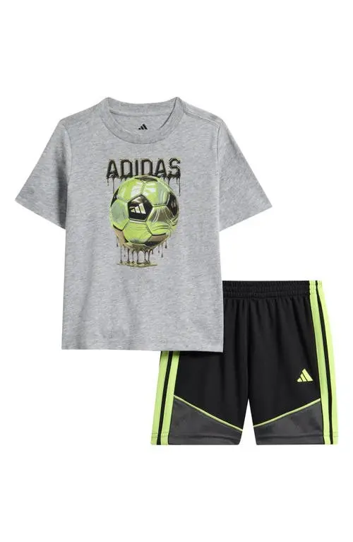 Adidas Soccer Ball Graphic T-shirt & Athletic Shorts Set - Medium Grey Heather