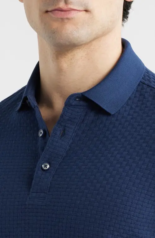 Johnston & Murphy Tilson Textured Performance Polo - Navy