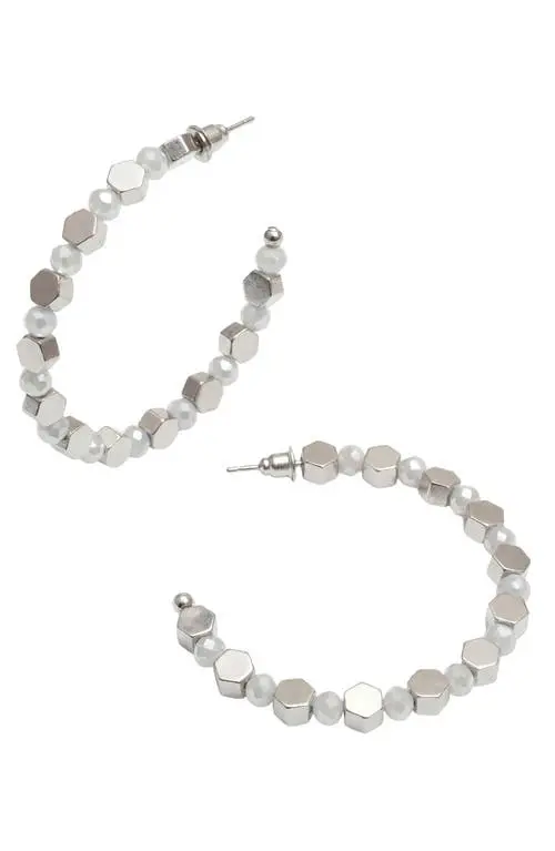 AREA STARS Elisa Bead Hoop Earrings - Silver/ White