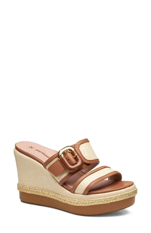 Johnston & Murphy Buckle Platform Wedge Slides