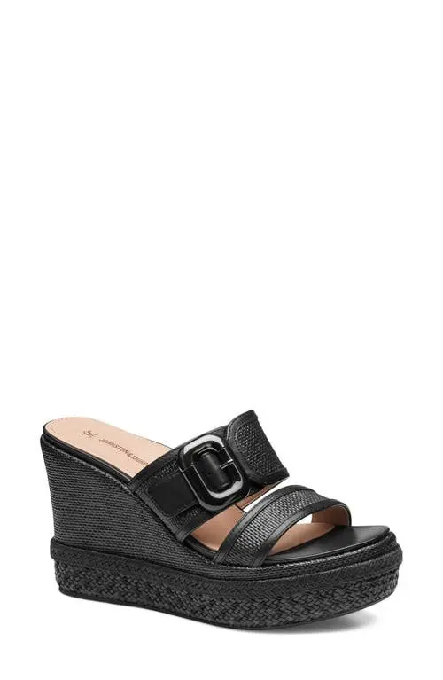 Johnston & Murphy Buckle Platform Wedge Slides