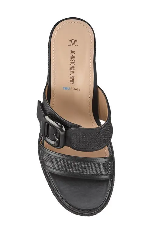 Johnston & Murphy Buckle Platform Wedge Slides