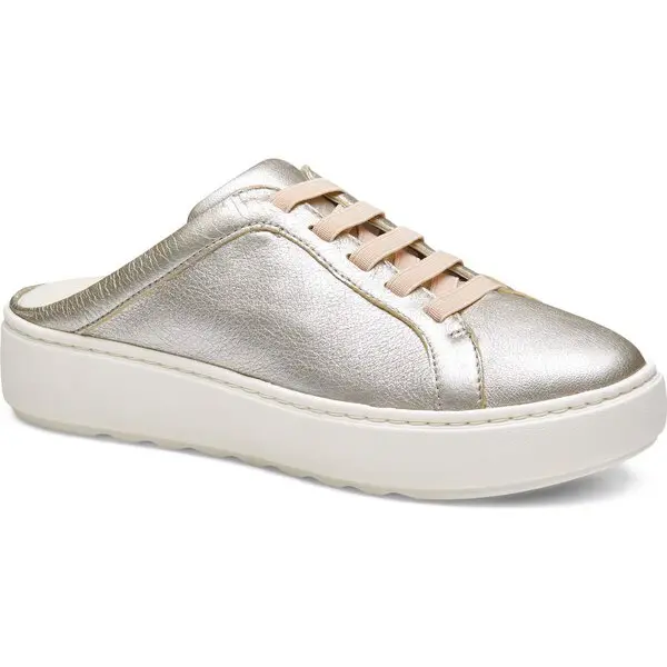 Johnston & Murphy Cammie Platform Sneaker Mule - Gold Metallic Sheepskin