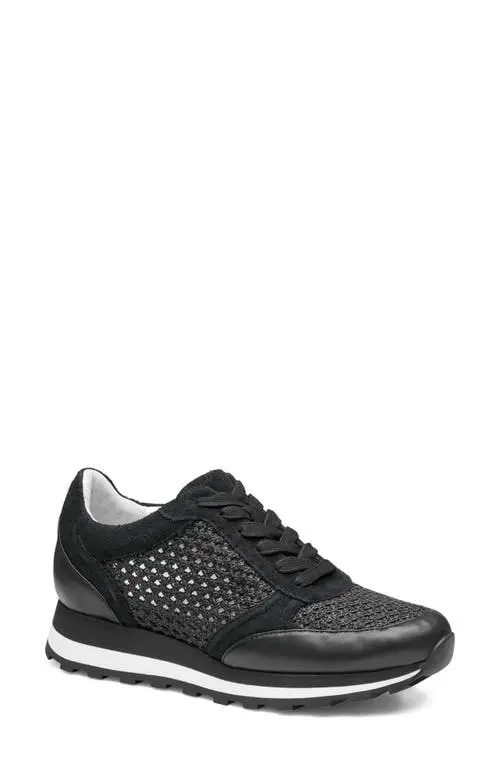 Johnston & Murphy Piper Knit Panel Sneaker - Black Suede/crochet