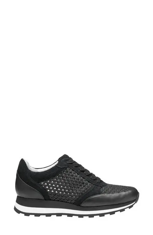 Johnston & Murphy Piper Knit Panel Sneaker - Black Suede/crochet