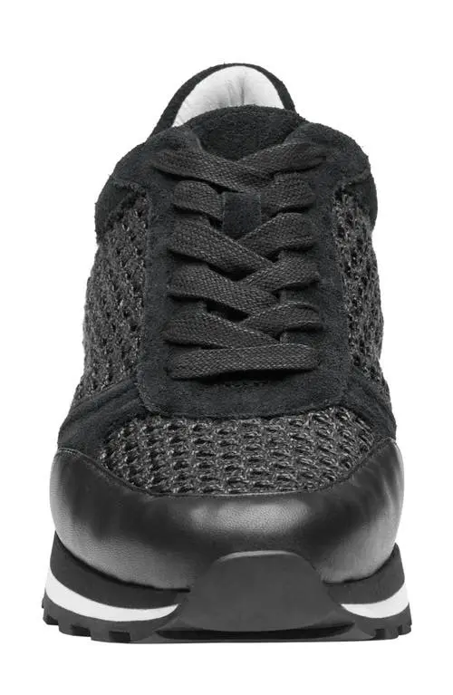 Johnston & Murphy Piper Knit Panel Sneaker - Black Suede/crochet