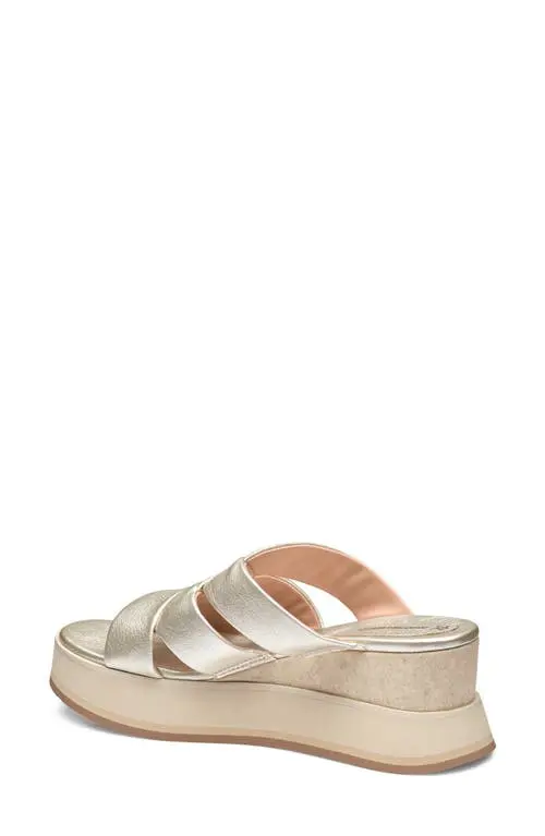 Johnston & Murphy Colleen Platform Wedge Slide Sandal - Platinum Metallic Sheepskin